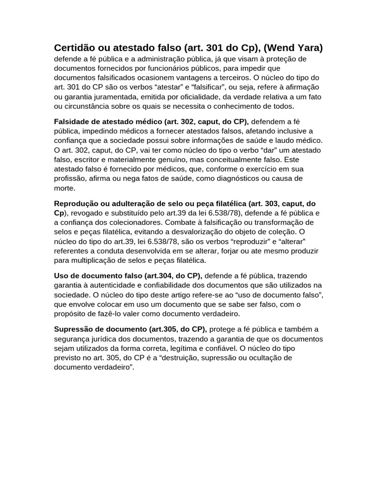 Certidão Ou Atestado Falso 2 | PDF