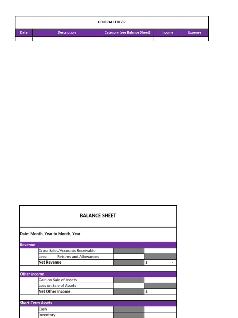 Comprehensive General Ledger & Balance Sheet | PDF