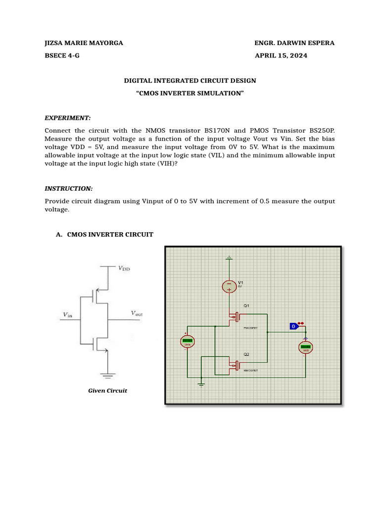 Mayorga_CMOS Inverter | PDF | Cmos | Logic Gate