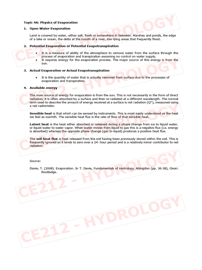 Topic 4A Physics of Evaporation | PDF | Evaporation | Water