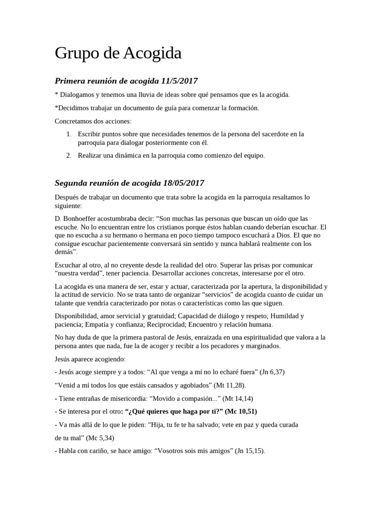 Grupo de Acogida | PDF | Jesús