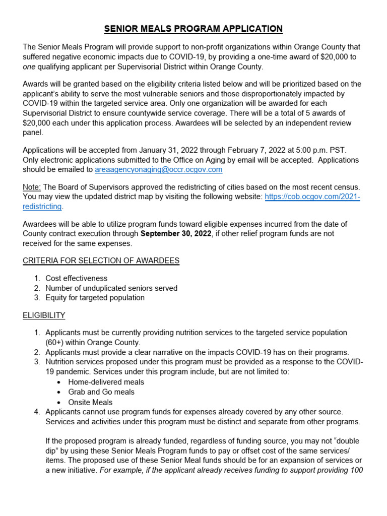 Senior Meals Program Application (FINAL) v2 | PDF