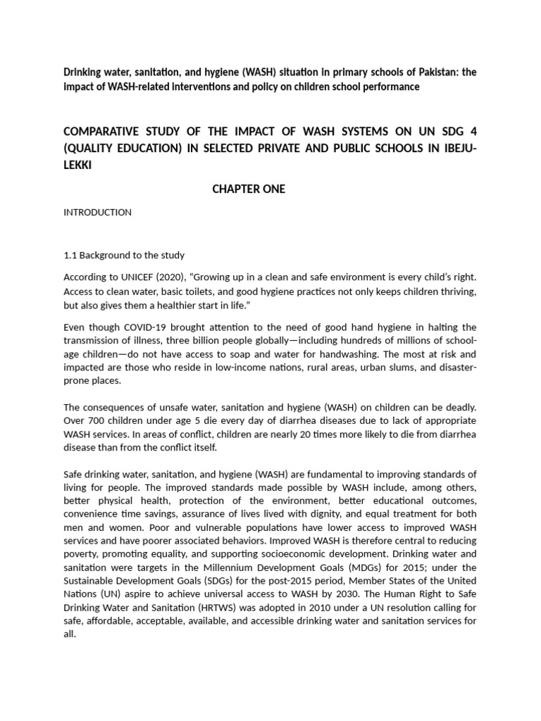 MSc Project | PDF | Wash | Sanitation