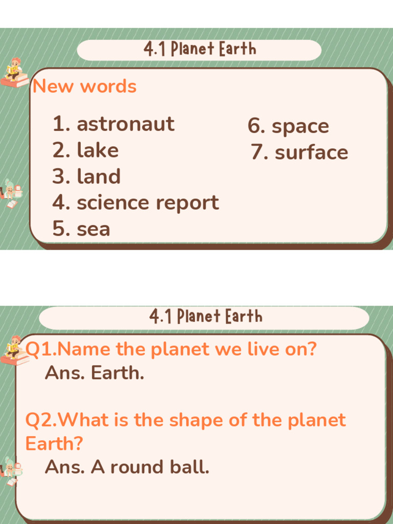 4.1 Planet Earth (New words, QAns) | PDF