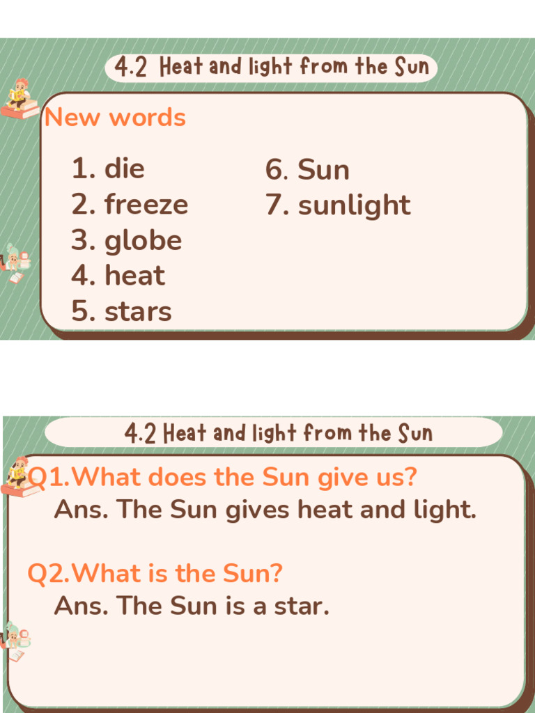 4.2 - Heat and Light From The Sun (New Words, QAns) | PDF