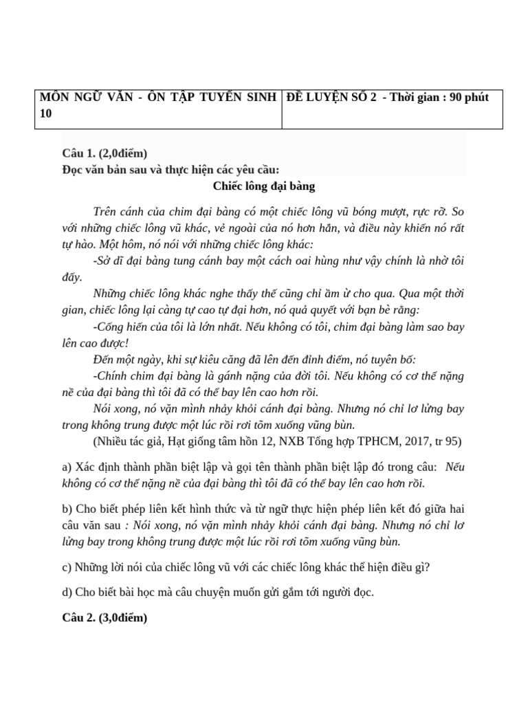 02. Chiếc lông đại bàng - Tự cao tự đại - Khổ 1 MXNN khổ 12 Sang thu | PDF