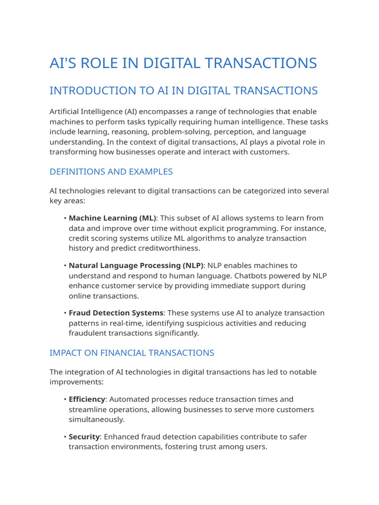 Ais Role In Digital Transactions Pdf Artificial Intelligence Intelligence Ai And Semantics