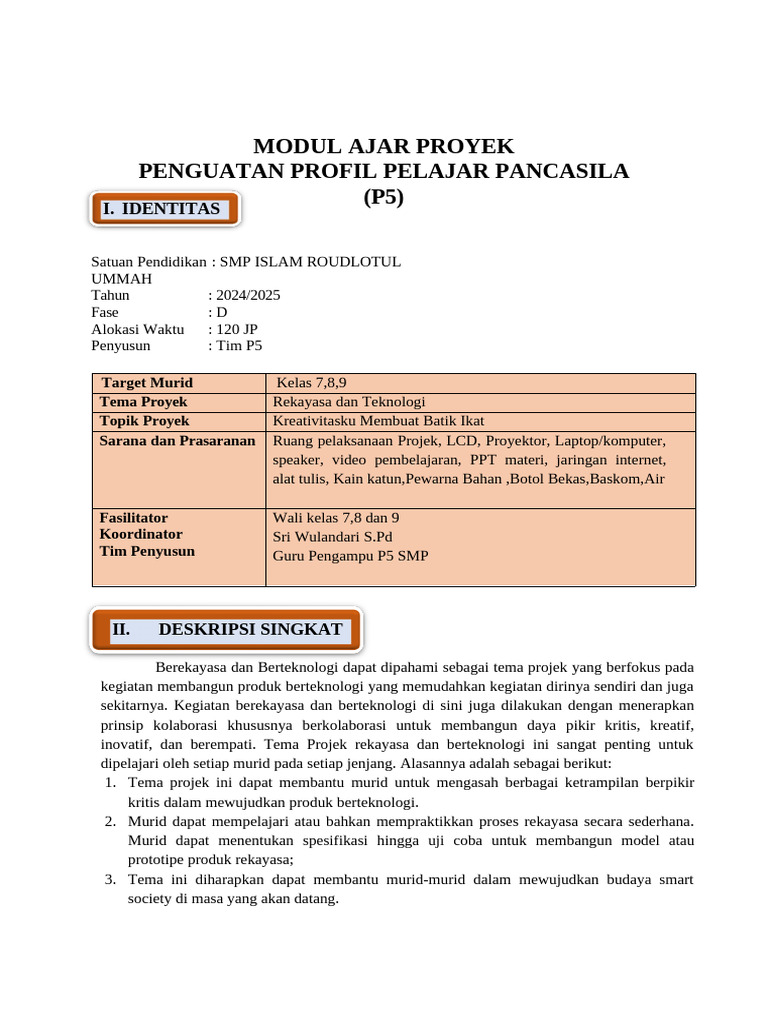 Modul P5 Rekayasa Dan Teknologi Pdf