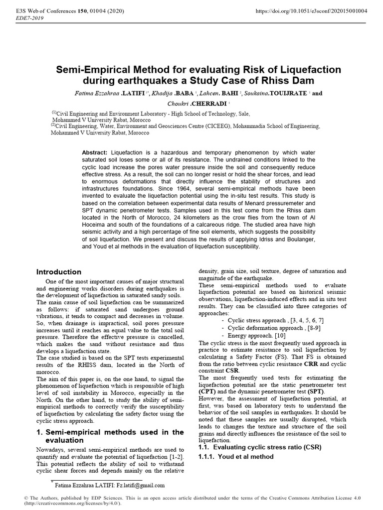 Semi-Empirical Method For Evaluating Risk of Lique | PDF | Civil ...