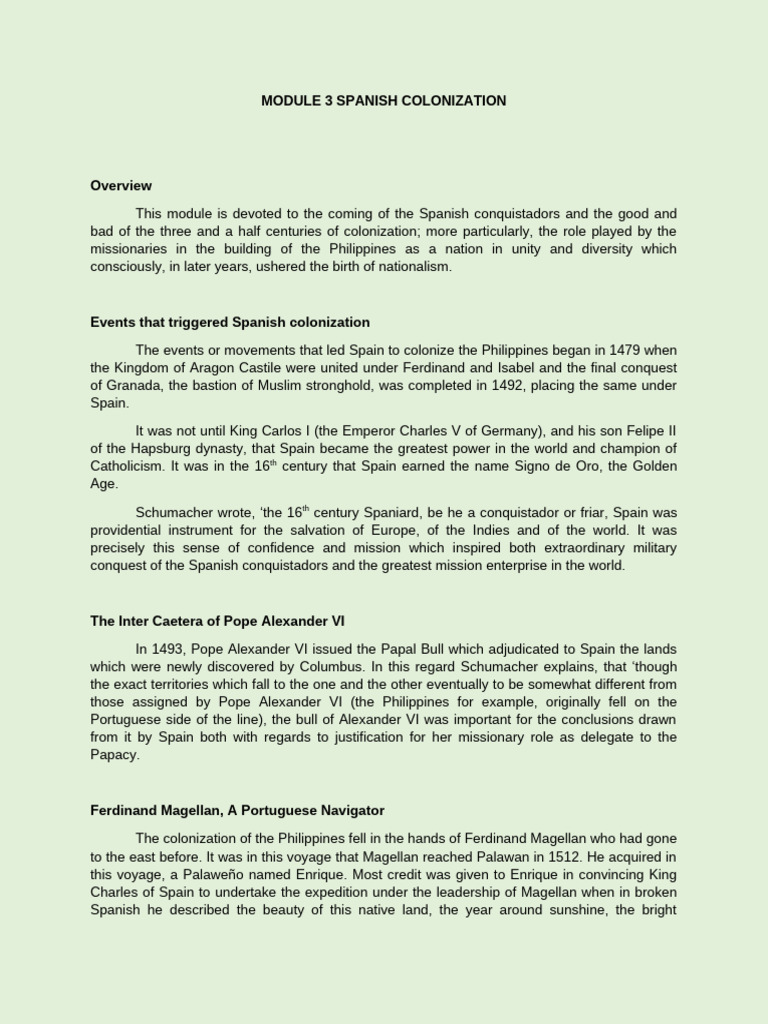 GE-PS MODULE 3 Spanish Colonization | PDF | Spanish Colonization Of The ...