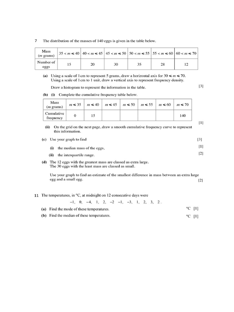 Statistics Worksheet | PDF