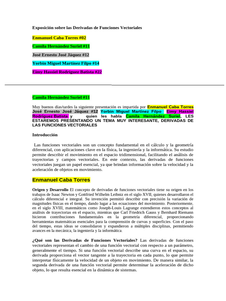 Exposición Sobre Las Derivadas de Funciones Vectoriales | PDF | Física | Mecanica clasica
