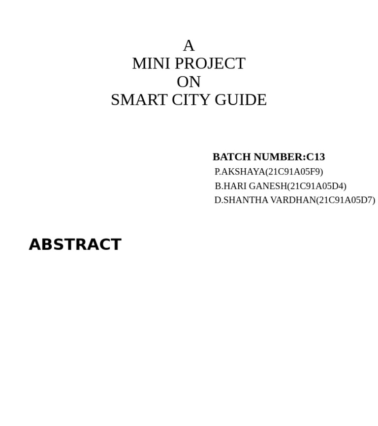A Mini Project ON Smart City Guide: Batch Number:C13 | PDF