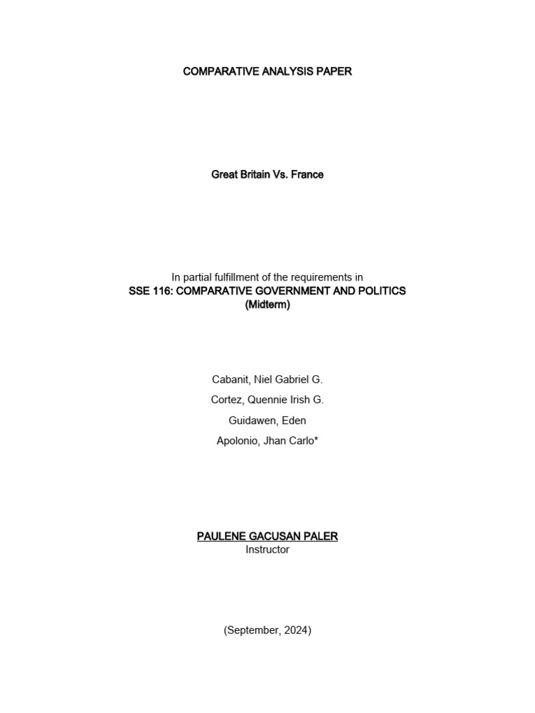 Group 1 - Great Britain vs. France | PDF | House Of Lords | Elections