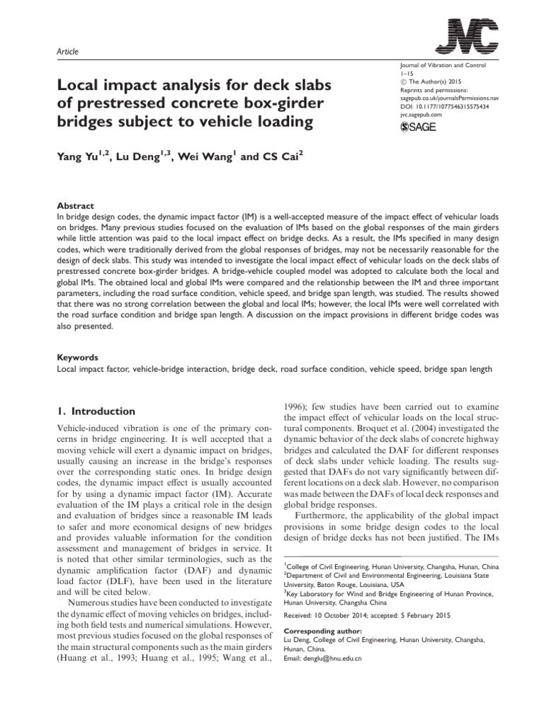 Local Impact Analysis of Prestressed Concrete Box Girder Bridge Panels ...