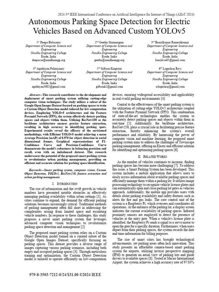 Autonomous Parking Space Detection For Electric Vehicles Based On ...