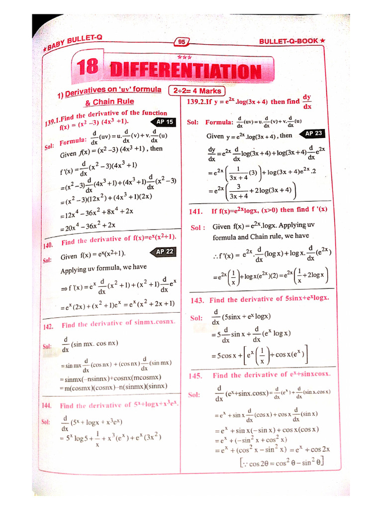 Differentiation 2marks Maths 1b | PDF