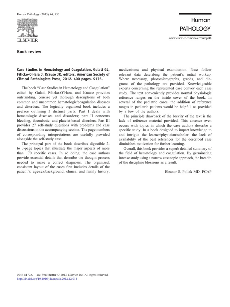 Case Studies in Hematology and Coagulati | PDF | Pathology | Medical ...