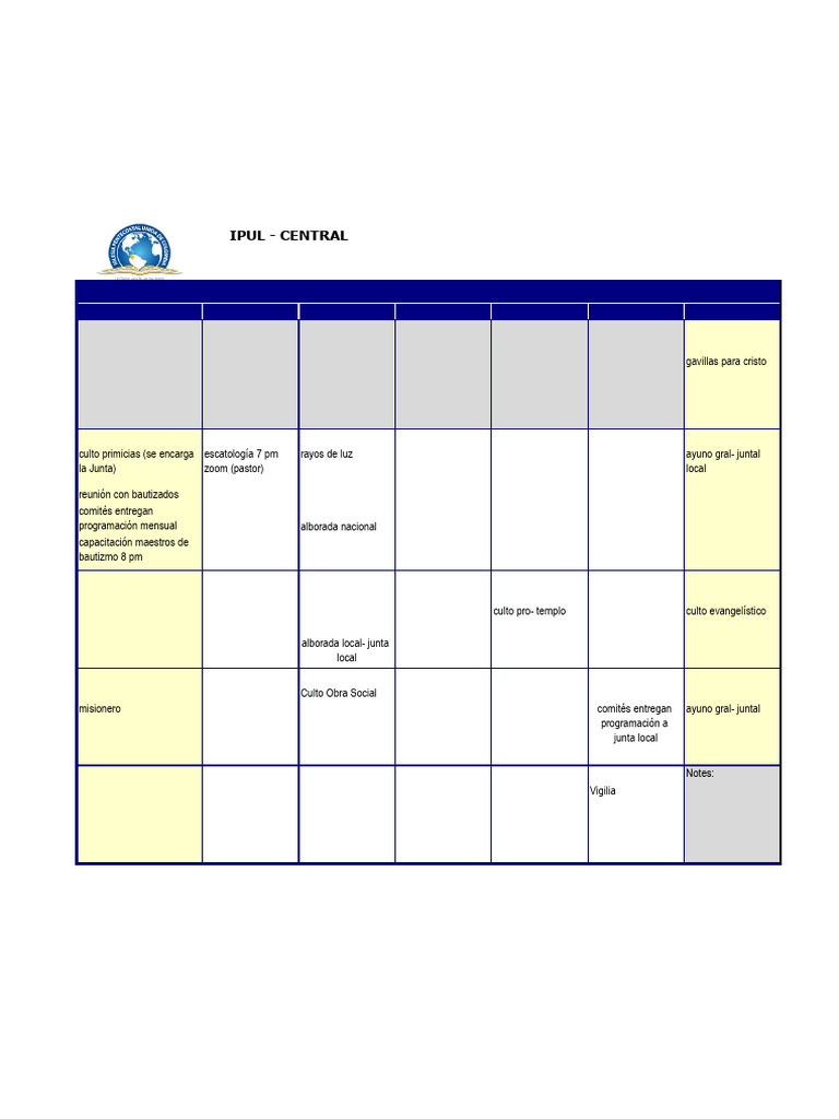 Agenda IPUL Central Febrero 2025 | PDF