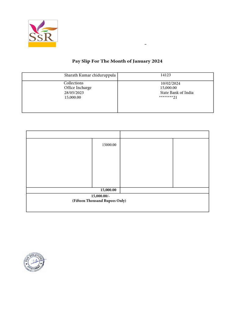 Jan Pay Slip - 14123 | PDF