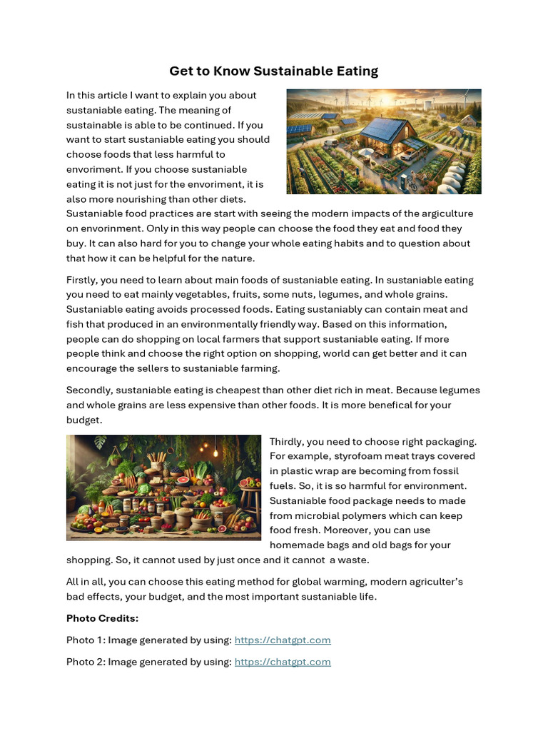 Sustainable Eating: A Guide to Healthier Choices | PDF