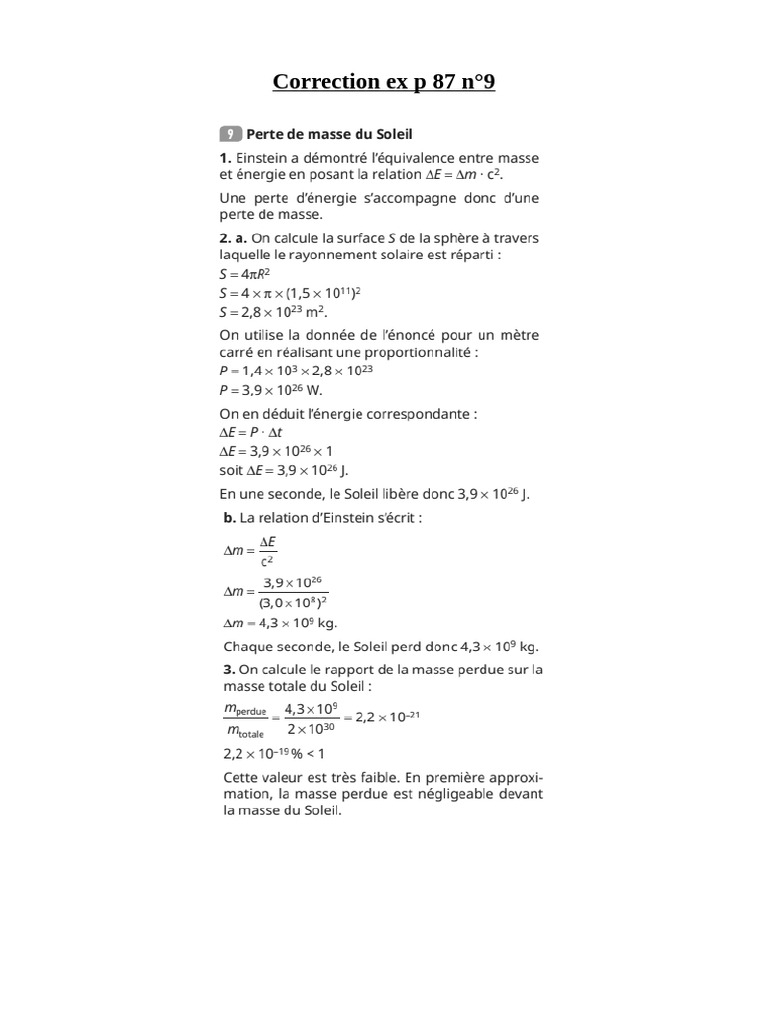 correction_ex_p_87_n°9_Perte_de_masse_du_Soleil | PDF