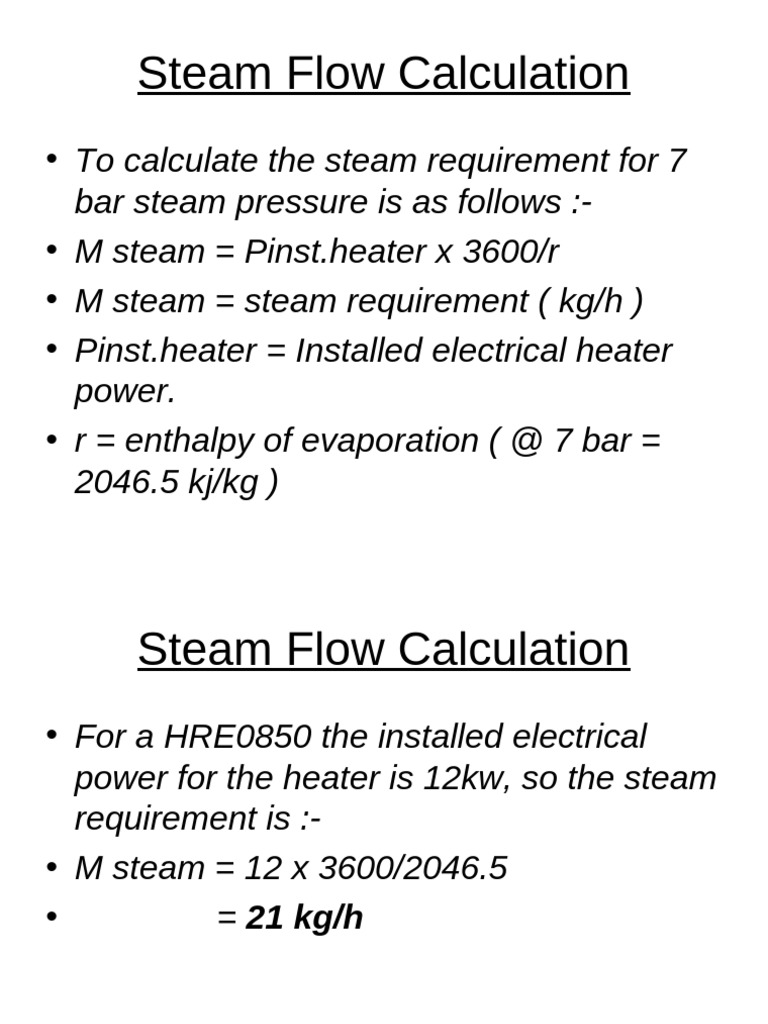 Steam Flow Calculation | PDF