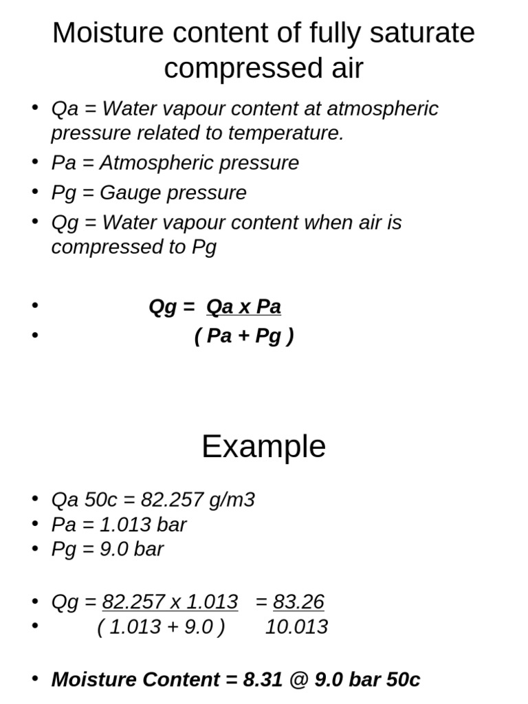 Moisture Content of Fully Saturate Compressed Air | PDF