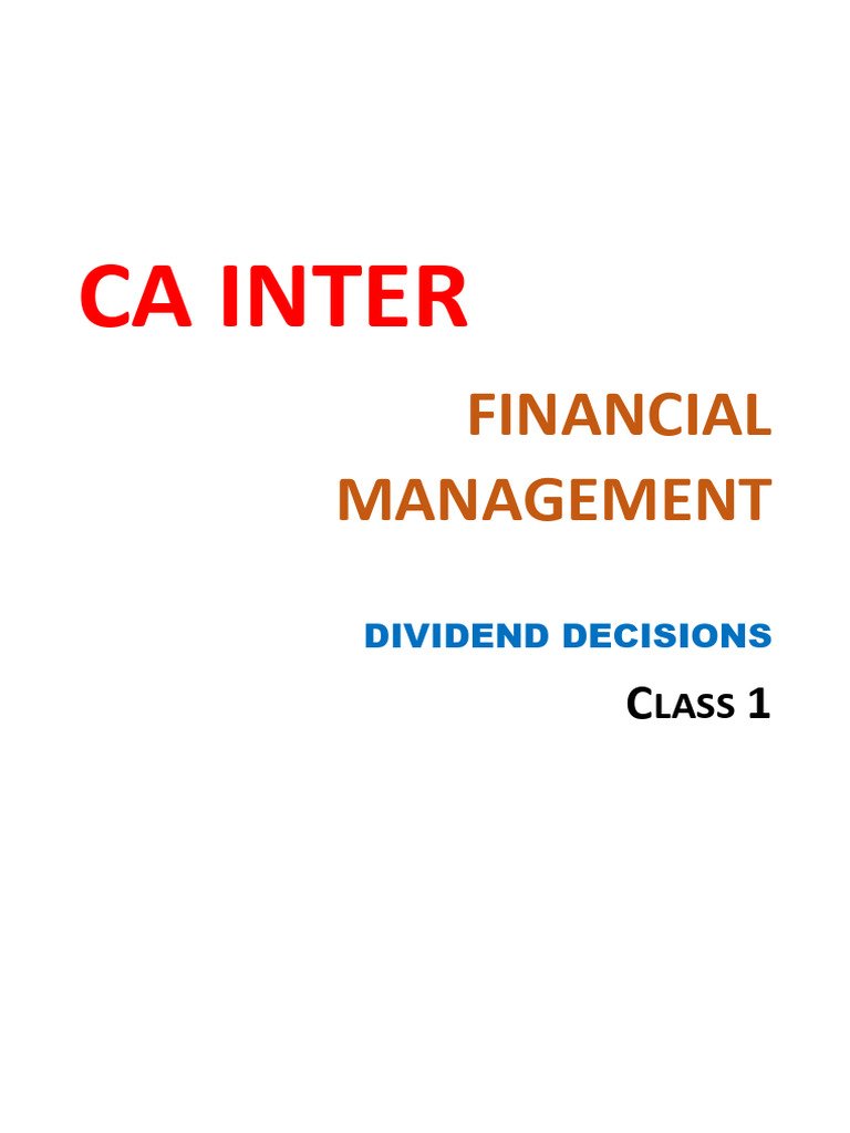 DIVIDEND DECISIONS CLASS 1 Q & A | PDF | Dividend | Internal Rate Of Return