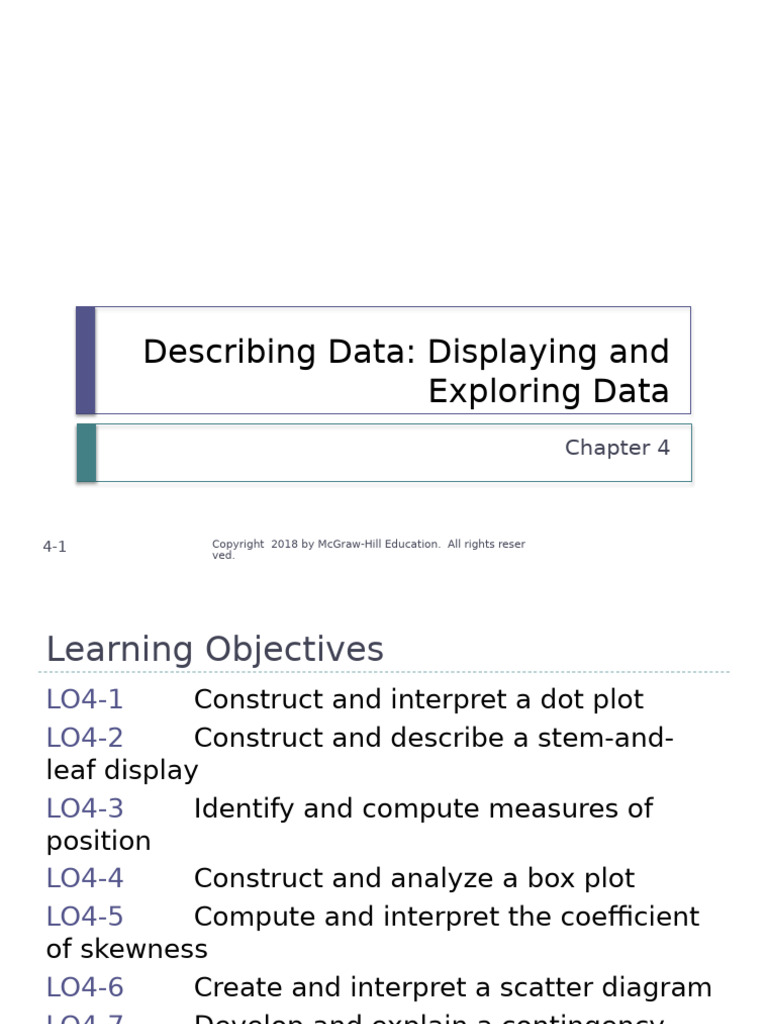 Chapter 4. Describing Data-Displaying and Exploring Data | PDF | Quartile | Skewness