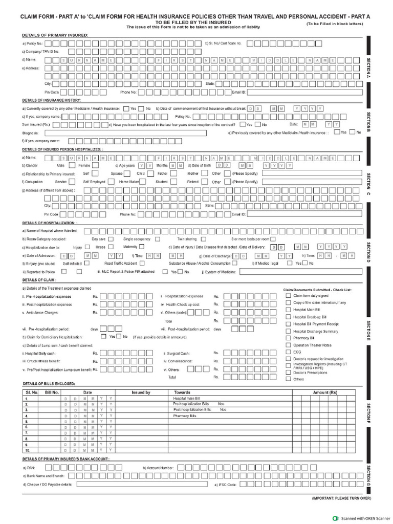 MDIndia Claim Form 1 | PDF