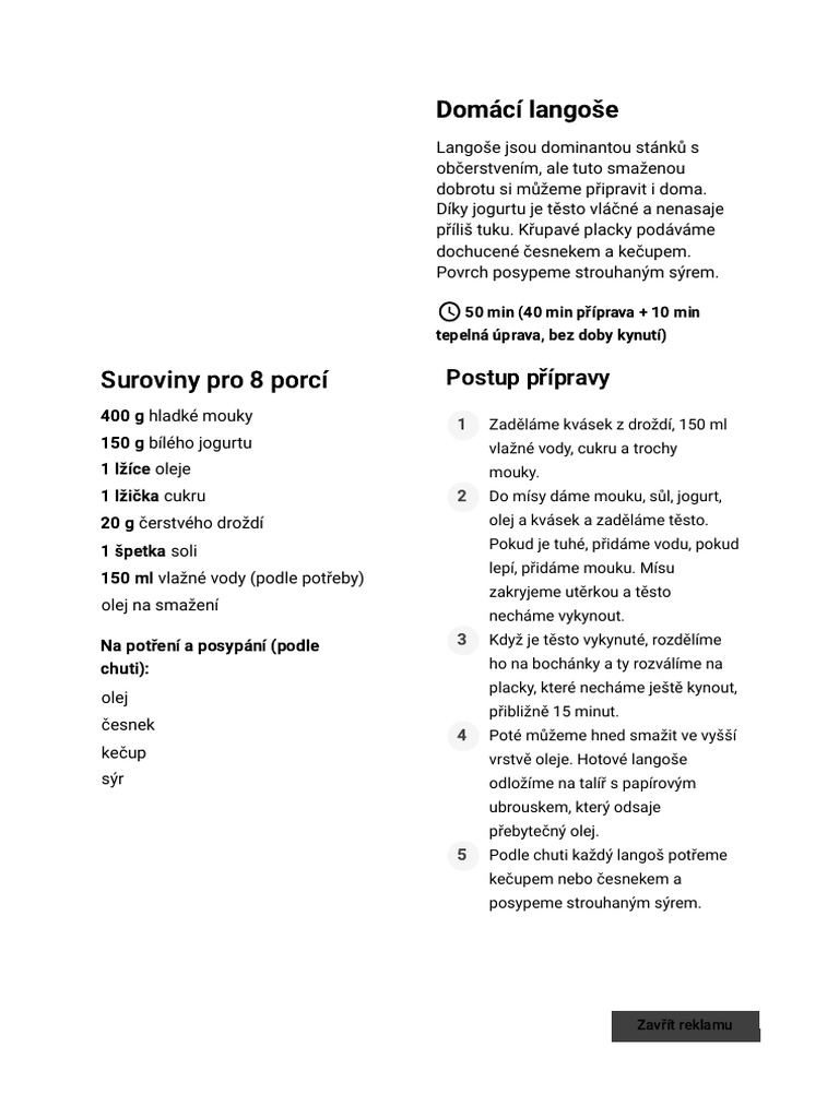 Domácí Langoše - TopRecepty - CZ | PDF