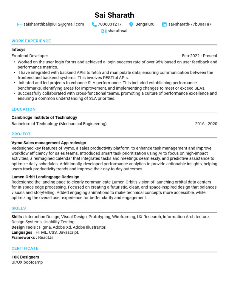 Sai Sharath - Resume | PDF