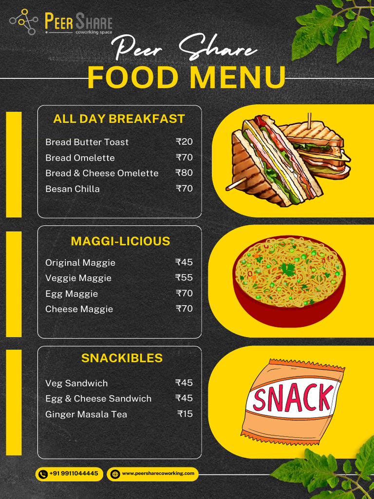 Yellow and Black Restaurant Food Menu | PDF