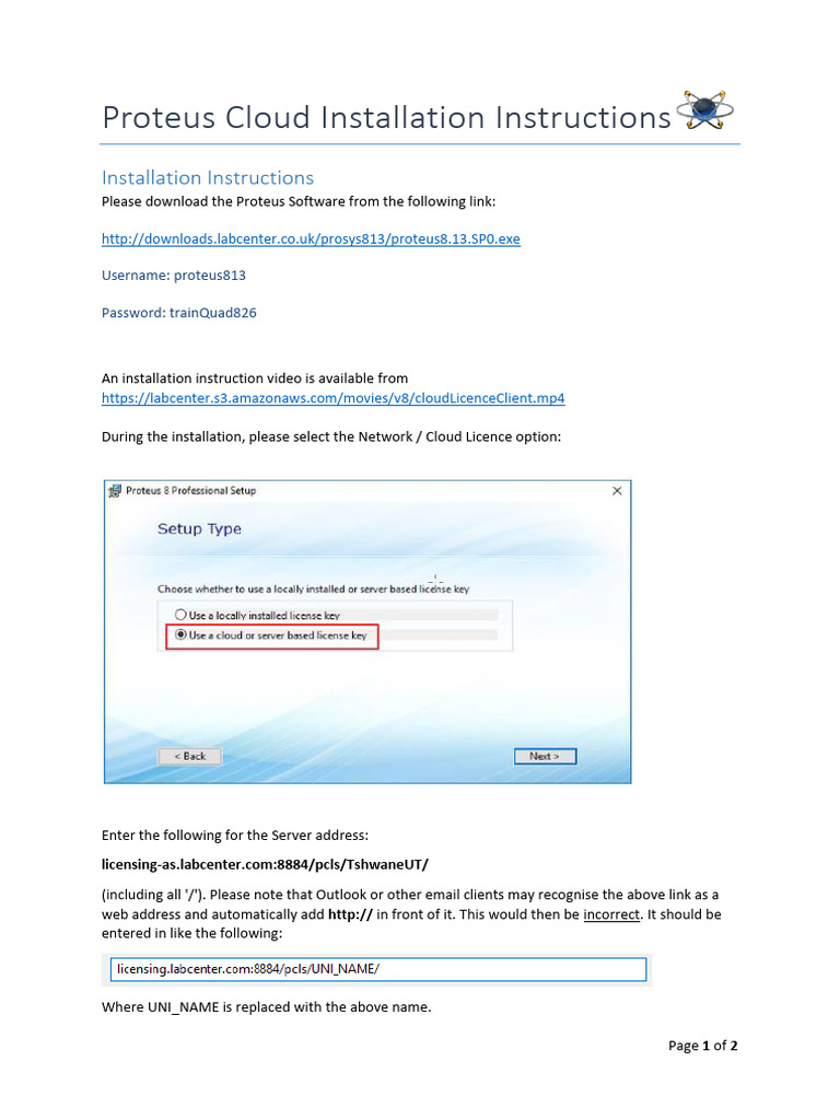 Proteus Cloud Installation Instructions_1 | PDF