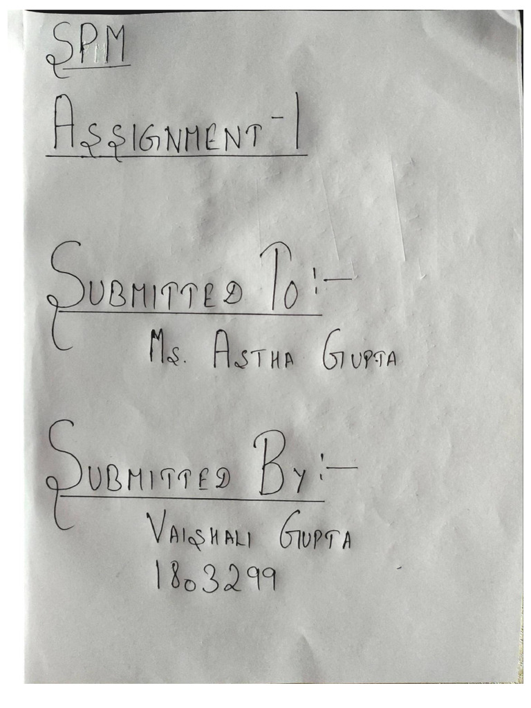 Vaishali Gupta - SPM Assignment 1 | PDF