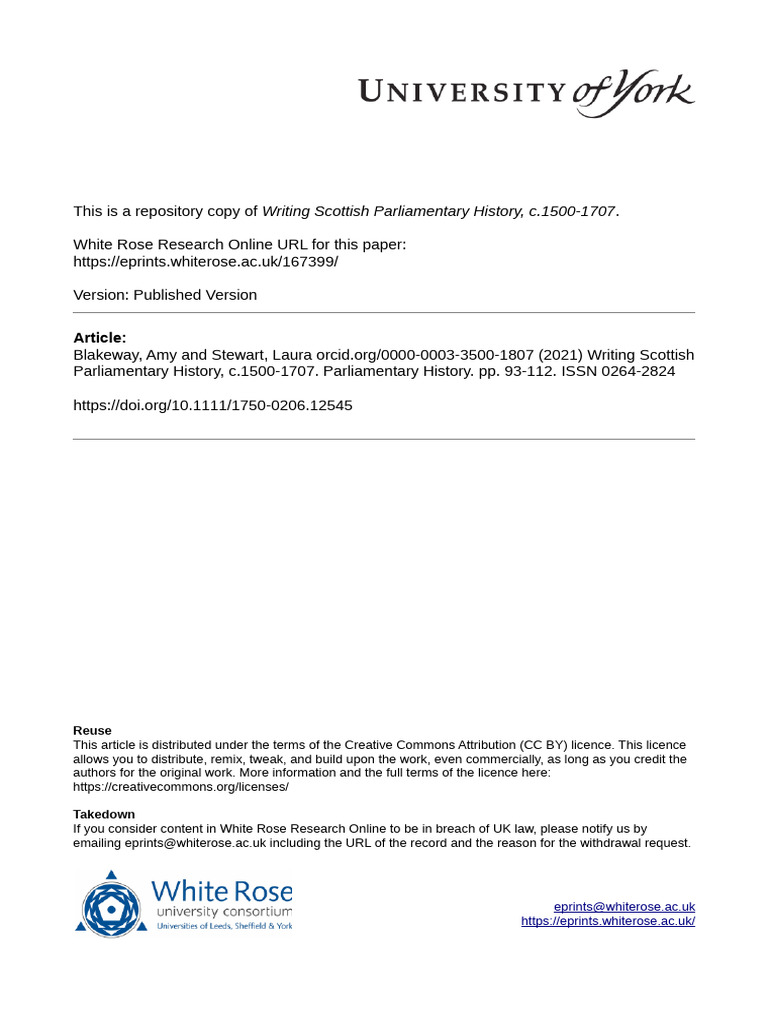 Scottish Parliamentary History, 1500-1707 | PDF | Parliament | Scotland