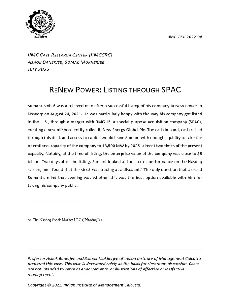 Iimc Listing Through Spac | PDF