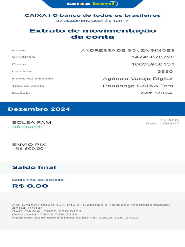 Extrato Comp 10 DEZ | PDF
