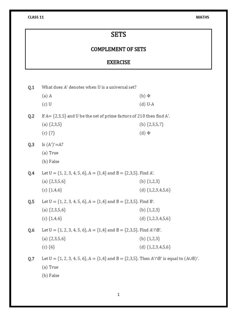 11math1 Complement Sets - Ex | PDF | Triangle | Geometric Objects