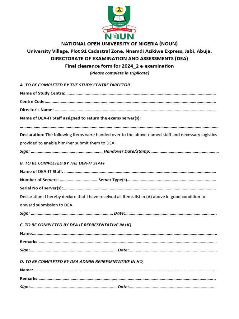 2024 - 2 Clearance Form | PDF