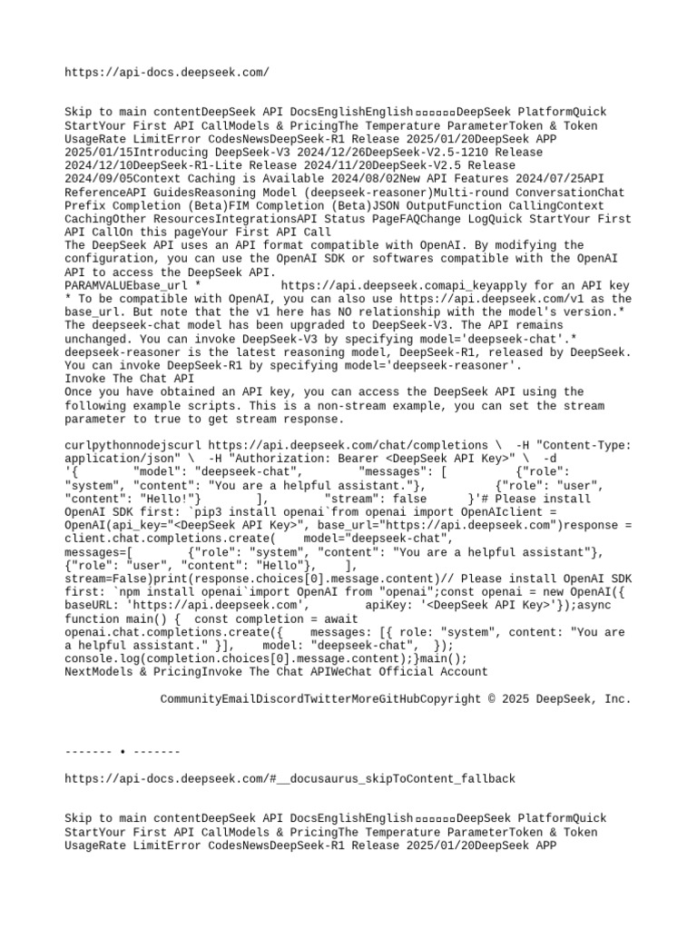 Deepseek Docs | PDF | Cache (Computing) | Mobile App
