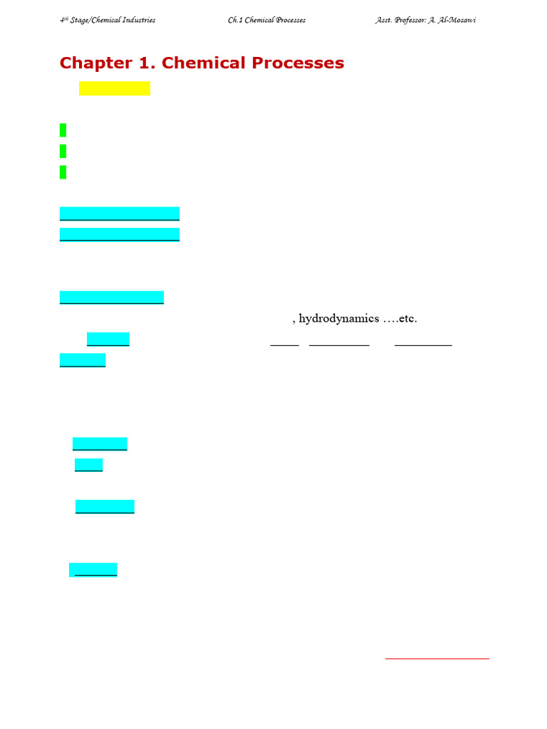 Chapter 1 Chem Processes | PDF | Chemical Reactor | Adsorption