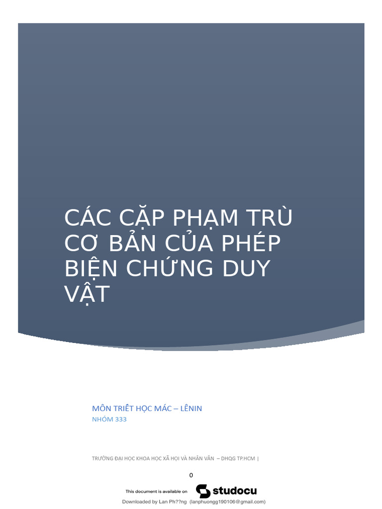 Triet Hoc Mac Lenin Cac Cap Pham Tru Co Ban Cua Phep Bien Chung Duy Vat | PDF
