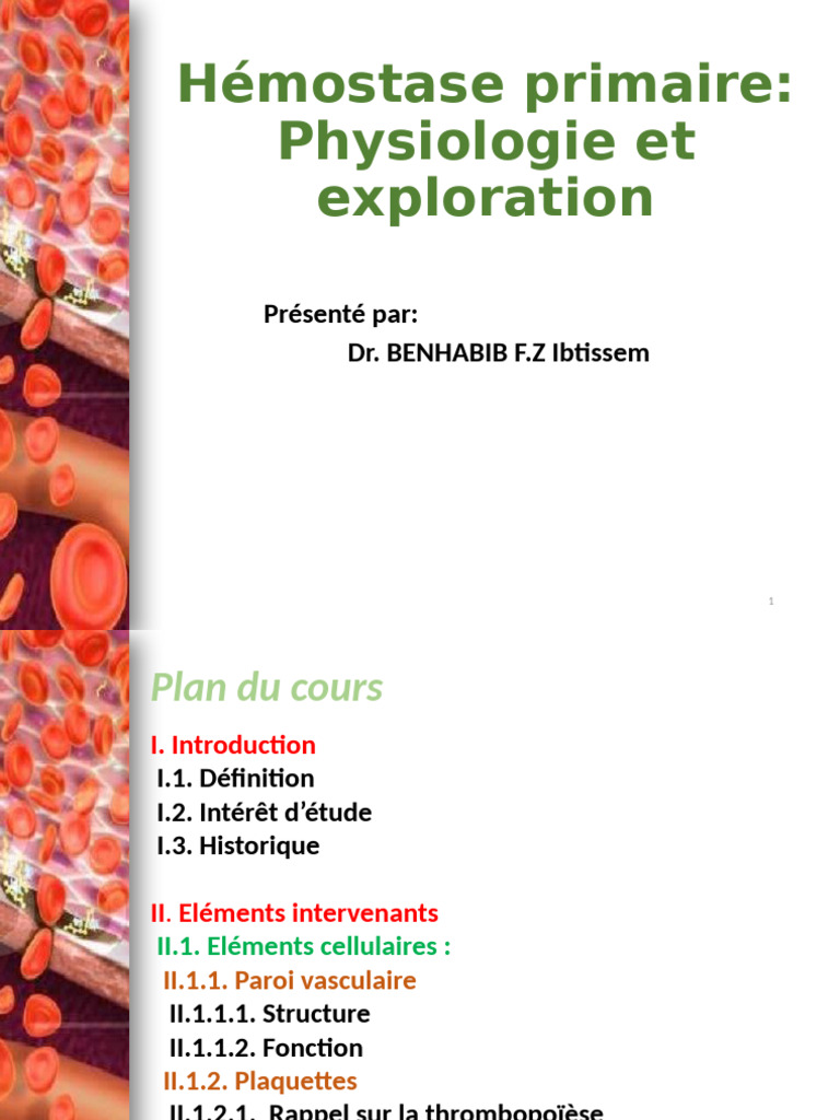 Hémostase primaire : physiologie et tests | PDF | Coagulation | Thrombocyte