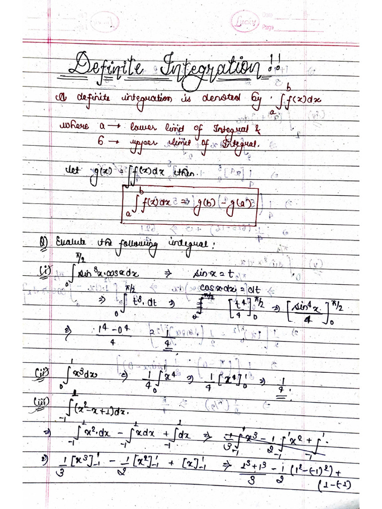 Definite Integration Notes Best Notes | PDF