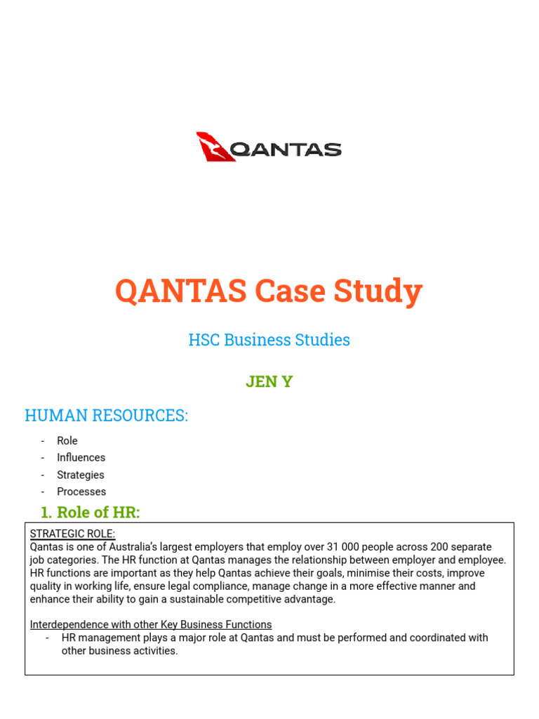 JEN - Qantas Case Study NOTES 2 | PDF | Cost Of Living | Trade Union