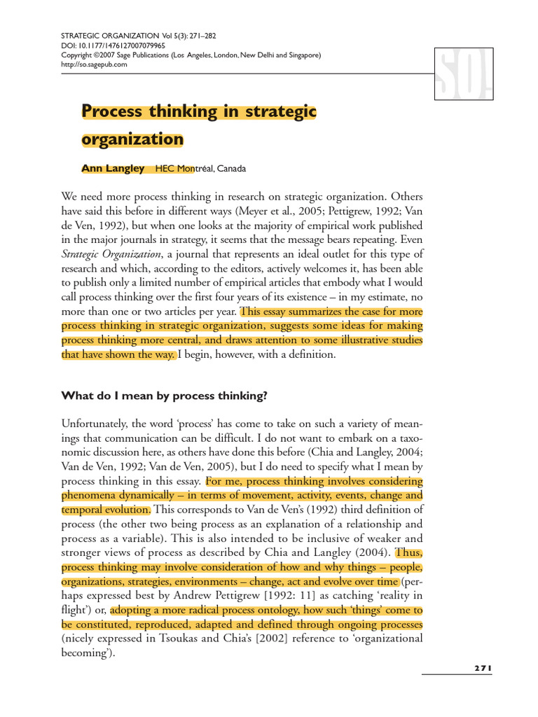 Langley, A. (2007) - Process Thinking in Strategic Organization ...
