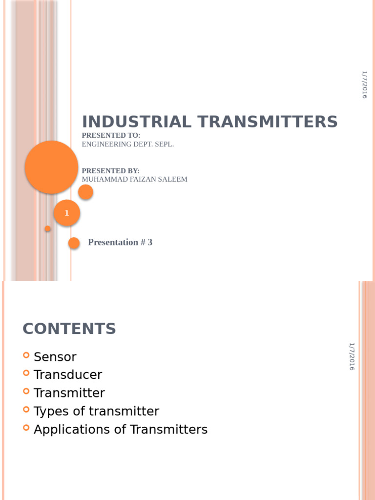 Overview of Industrial Transmitters | PDF | Pressure Measurement | Flow ...