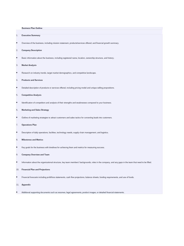 Comprehensive Business Plan Template | PDF